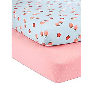 Simple Joys by Carter's Unisex Kids' Cotton Crib Sheets Baby Costume, Pack of 2, Strawberry/Dots, One Size