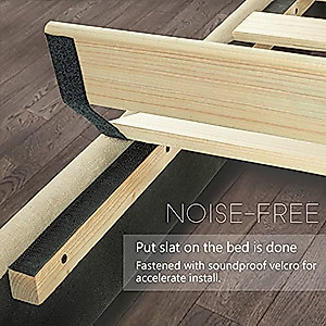 Allewie Queen Size Button Tufted Platform Bed Frame/Fabric Upholstered Bed Frame with Adjustable Headboard/Wood Slat Support/Mattress Foundation/Beige (Queen)