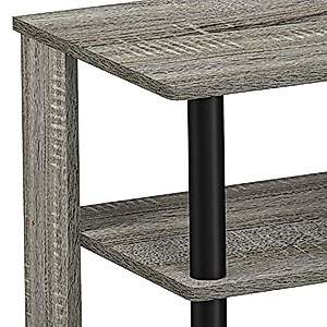 Furinno Turn-N-Tube 5 Tier Wide Shoe Rack, French Oak Grey/Black