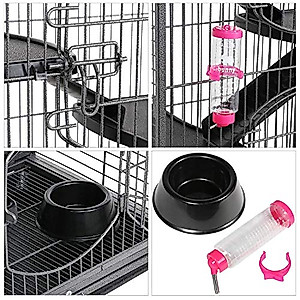 Yaheetech Multi Levels Rolling Large Ferret Cage - 52-inch Pet Chinchilla Bunny Squirrels Cage Small Animals Hutch w/ 3 Front Doors/Bowl/Water Bottle Black
