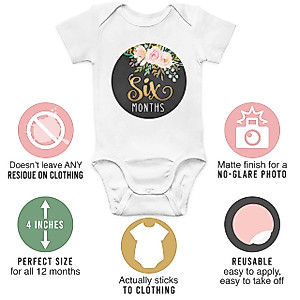 16 Monthly Baby Milestone Stickers Girl - Floral Baby Monthly Milestone Stickers For Baby Girl, Milestone Baby Monthly Stickers, Baby Month Stickers For Baby Photo Props, Monthly Baby Stickers Girl
