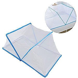 Baby Crib Tent, Mosquito Net Tent Foldable Portable Ventilate Summer Bedroom Net Tent for Baby Kids Students (Blue)
