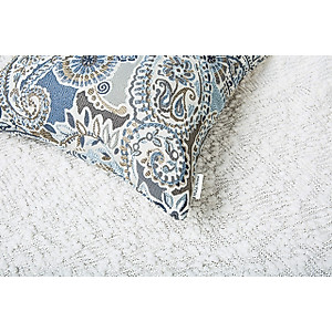 Mika Home Pack of 2 Decorative Pillow Covers Throw Pillow Cases,Paisley Pattern,18X18 Inches,Blue Brown Cream Multicolor