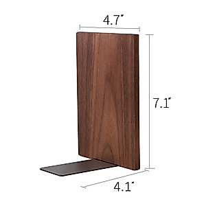 Muso Wood Handmade Walnut Book Ends, Non-Skid Bookends for Shelves, Large Sturdy Book Ends for Heavy Books, Decorative Book Shelf (1 Pair)