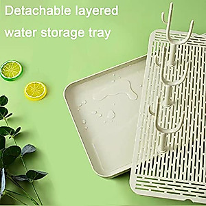 Baby Bottle Drying Rack with Tray Bottle Dryer Holder for Nipples, Cups, Pump Parts, Glass and Accessories (Green)