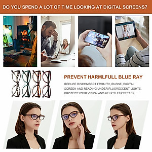 EYEURL 4 Pack Cat Eye Reading Glasses for Women, Blue Light Blocking Readers Lightweight Spring Hinge Anti Eyestrain UV Fashion Eyeglasses +2.50