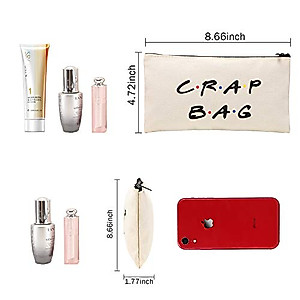 Erweicet Friends Show Merchandise Makeup Cosmetic Bags, 2 Pack Canvas Bags White and Black Zipper Makeup Bags for Friends Fans Gift1