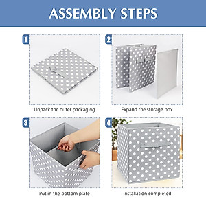 WWW 11 Inch Fabric Cube Organizer, 2 Packs Foldable Cube Storage Bins Basket, Closet Organizers Box, Home Organizers with Handle for Shelves, Closet, Kallax, Office(Polka Dot Grey)