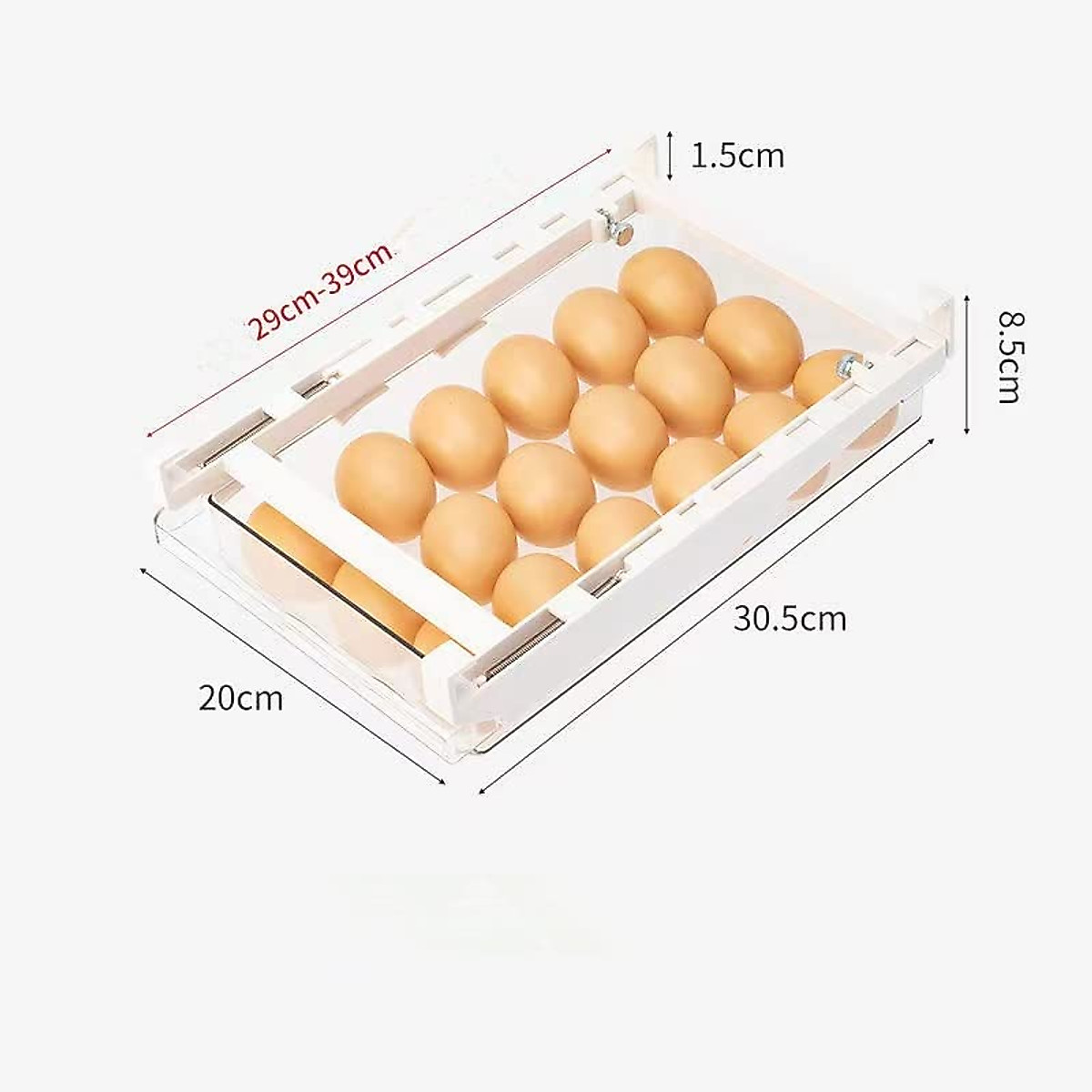 Allpdesky Refrigerator Eggs Storage Box Plastic Food Storage Container Pull-out Drawer Holder Kitchen Fridge Fresh-Keeping Organizer Shelf
