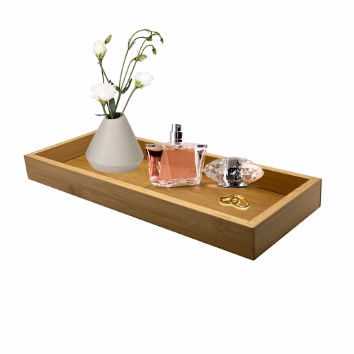 Bamboo Tray - Natural Bamboo - 11.3 X 4.4 X 1.1 in - Vanity Tray for Bathroom - Ecological and Sustainable