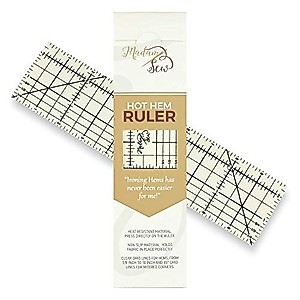 Madam Sew Hot Hem Ruler for Quilting and Sewing – Non-Slip Hot Ironing Ruler with Clear Grid Lines for Fabric Seams, Hems, Folds and Pleats with Dry or Steam Iron on Quilt Blocks and Clothes