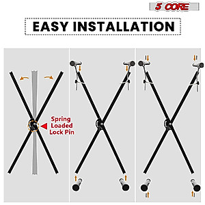 5 CORE Keyboard Stand Single X Style Adjustable Digital Electric Piano Riser Durable & Sturdy Music Synthesizer Holder Stands - 61 76 88 Keys KS1XBLK