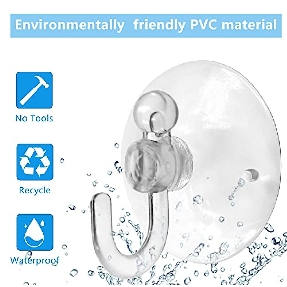 Piutouyar 20Pcs Clear Suction Cup Hooks 30mm Plastic Sucker Pads Transparent Suckers for Window Wall Bathroom Shower Kitchen Hook Hanger
