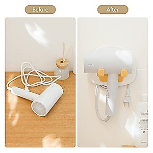 Poeland Hair Dryer Holder, Wall Mounted Self Adhesive Blow Dryer Rack, No Drilling Dryer Organizer for Bathroom
