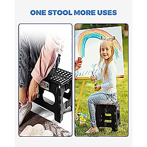 ACKO 11 inch Folding Step Stool Lightweight Plastic Step Stool - 2 Pack - Foldable Step Stool for Adults,Non Slip Folding Stools for Kitchen Bathroom Bedroom (Black, 2 Pack)