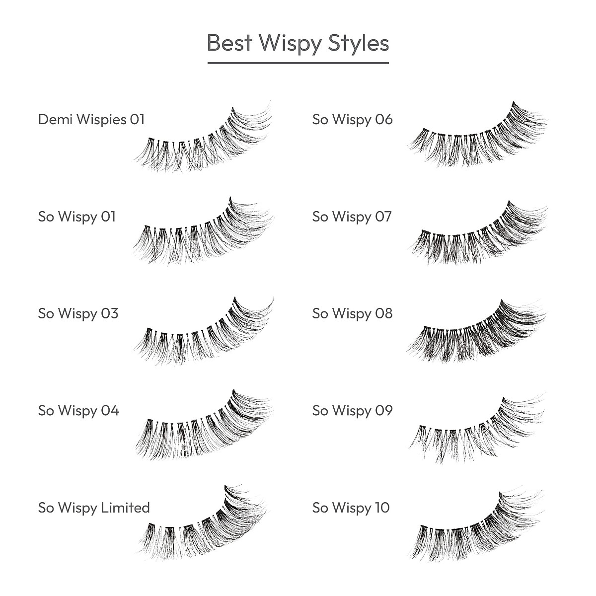 i-ENVY 10 Pairs So Wispy Human Hair Eyelashes Multipack, Natural Dramatic Fluffy False Lashes - Invisible Band, Volume & Curl, Lightweight, Reusable