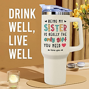 Sister Gifts from Sister, Brother - Sister Birthday Gift Ideas - Sister Birthday Gifts, Christmas Gifts for Sister, Birthday Gifts for Sister - Little, Big Sister Gifts - 40Oz Tumbler with Handle