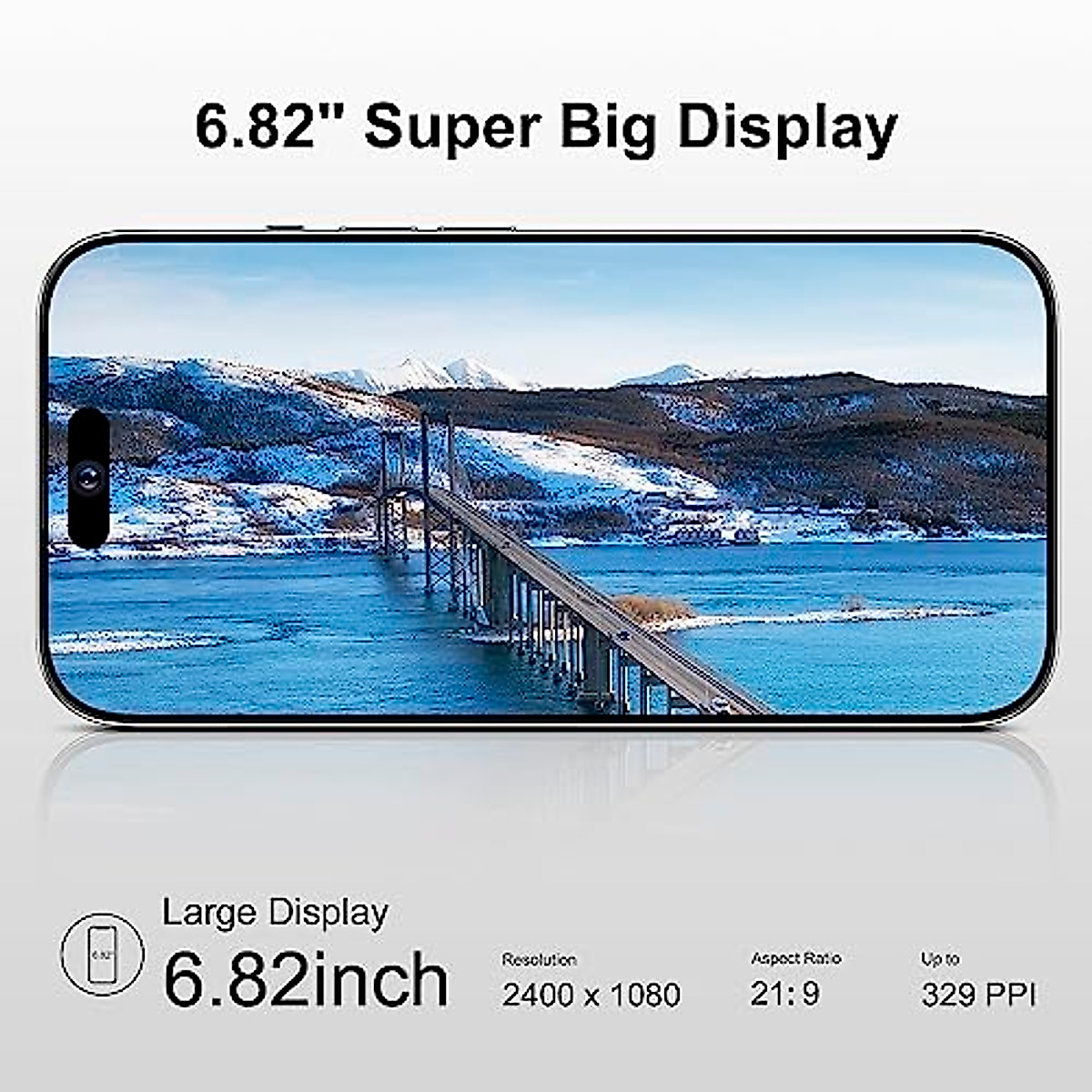 ExAchat A14 5G Unlocked Smartphone 6.82" FHD+ Display 90Hz, 72MP Camera 6800mAh,4GB+128GB/256GB Dual SIM Cell Phone Unlocked Fingerprint/Face ID