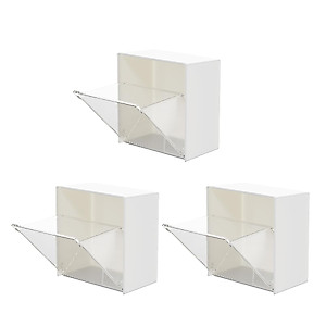 UtySty 3 Pack Cotton Swab Container Sticky Punch-Free Wall Mounted Transparent Storage Case Qtip Box Organizer Canister Dispenser for Cotton Ball Q-Tips Hair Band Clips Floss Hairpin Bathroom