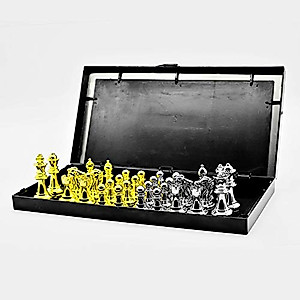 Chess Set Large Portable Chess Set Game Gold&Silver Pieces Board Folding Plate Reinforcement Board Game Children Chess Game Board Set
