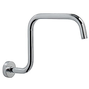 NearMoon S Shape Shower Extension Arm with Flange, Stainless Steel High Rise Shower Head Extender Pipe, Horizontal Extension Standard 1/2" Connection- Bathroom Accessory, 13 Inch (Chrome Finish)
