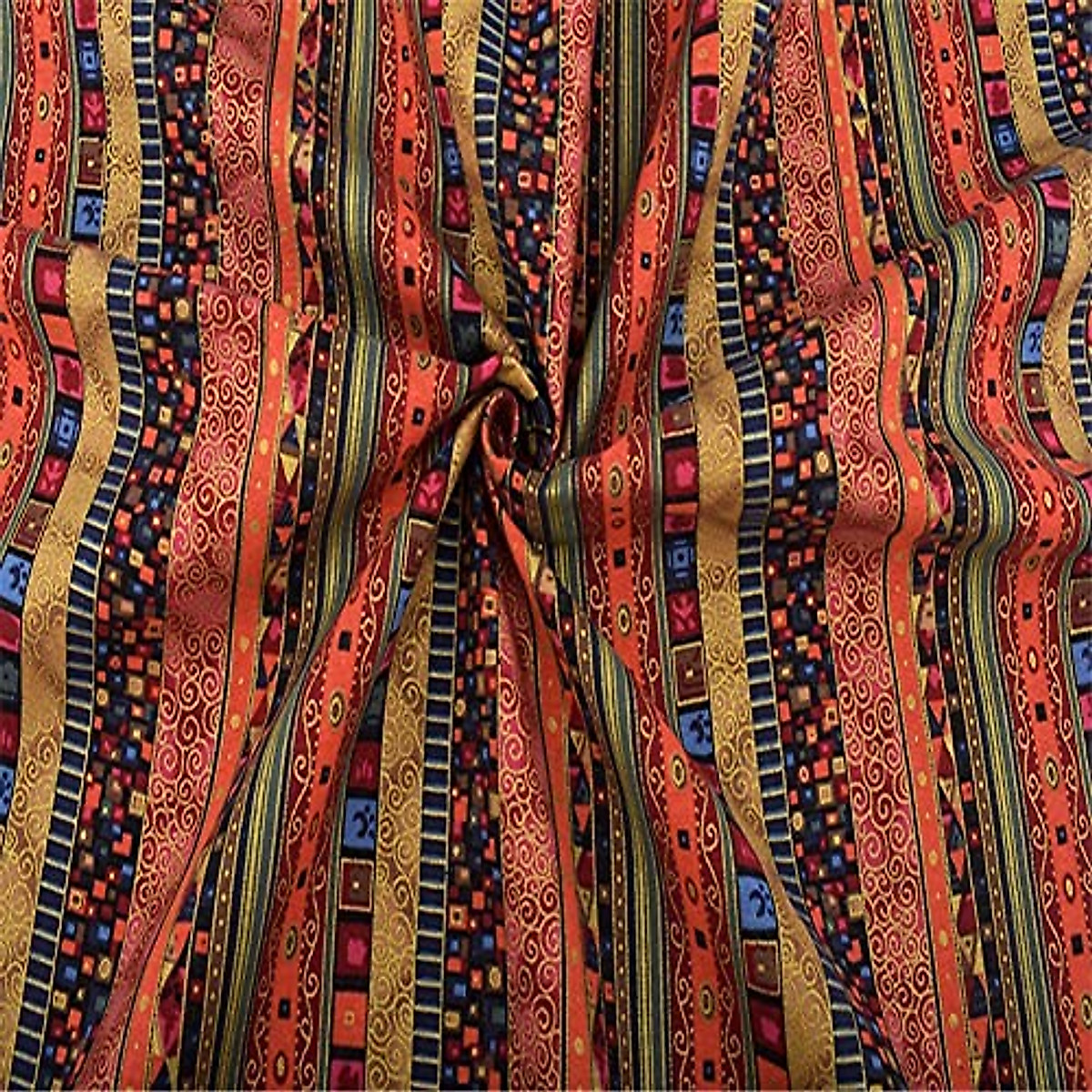 Gigicloud 5 Pcs/Set Fat Quarters Fabric Bundles, Colored Printing Fabrics Ethnic Style Pattern Cotton Fabric Quilting Squares Handmade Patchwork Quarter Sheets Set for Sewing, 10 x 8 inch