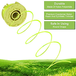 Hiboom 30 Pcs String Trimmer Line Weed Wacker String AC80RL3 Weed Rope String Twisted Weed Whip String and 6 Pcs Trimmer Cap Cover Compatible with Ryobi 18V 24V 40V Cordless Trimmers, 11 ft