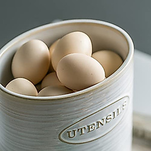 YHOSSEUN Porcelain Utensil Holder Basic Ceramic Kitchen Utensil Crock, Vintage Style, Oval