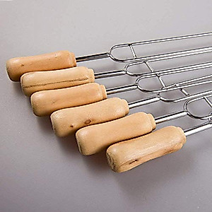 IMEEA 15.3-Inch Kabob Skewer for Grilling, Metal Stainless Steel BBQ Skewer Double Pronged Kebab Skewer with Wooden Handle, 12-Piece