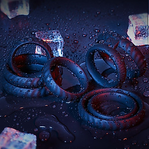 Yivans Silicone Penis Rings Set Sex Toys for Men 6 Pcs Different Sizes Cock Ring for Erection Enhancing, Longer Lasting Stronger Male Soft Stretchy Adult Sex Toys & Games for Couples (Black)