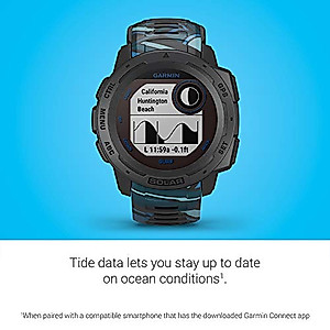 Garmin Instinct Solar Surf, Rugged Outdoor Smartwatch with Solar Charging Capabilities, Tide Data and Dedicated Surfing Activity, Pipeline