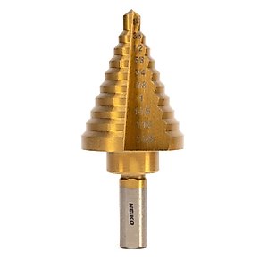 NEIKO 10194A Titanium Step Drill Bit, High-Speed Alloy-Steel Bit, Hole Expander for Wood and Metal, 10 Step Sizes from 1/4 Inch to 1 3/8 Inches