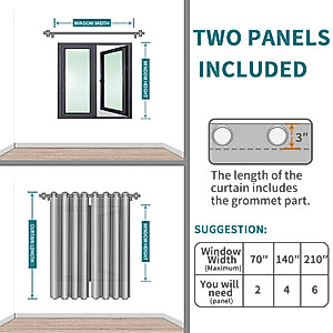 BGment Blackout Curtains for Bedroom - Grommet Thermal Insulated Room Darkening Curtains for Living Room, Set of 2 Panels, Each 46 x 84 Inch, Black