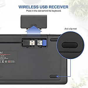 (Dual Mode) Rii RT518S Wireless and Bluetooth 2-LED Color Backlit Multimedia Keyboard with Multi-Touch Big Size Trackpad,Rechargable Keyboard for Android TV Box,PC,Tablets,Smart TV, HTPC, IPTV,Windows
