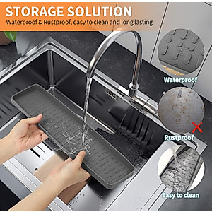 BFONS 30" Magnetic Stove Top Shelf Spice Rack Storage, Silicone Top Heat Material Stove Rack Shelf Flexible Seasoning Organizer Kitchen Shelves Gadgets with 2 Functional Prtitions for Kitchen （Grey）