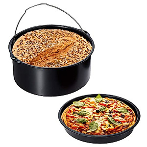 Air Fryer Cake Pan, 2pcs 6 Inch Baking Pans For Air Fryer, Air Fryer Pans Accessories For Most Brands Of Air Fryer & Oven & Instant Pot, Non-Stick Dishwasher Safe, Universal, Black