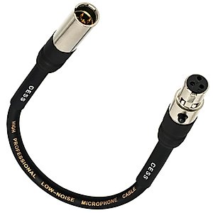 CESS-197 3 Pin Mini XLR Female to Male Cable - 6 Inch Length, Audio Adapter for Microphones, Mixers, and Sound Equipment