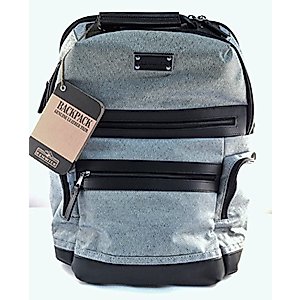 Renwick Business Backpack with Genuine Leather Trim (Grey Denim)
