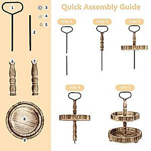 ENUODA Farmhouse Wooden Tiered Tray Stand 2 Tier Tray for Home Party Seasonal Decorations