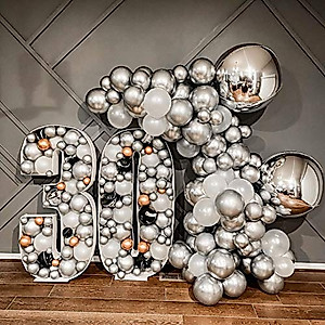 12Inch Chrome Metallic Silver Balloons for Party 50 Pcs Thick Latex Balloons for Party Decorations (Silver)