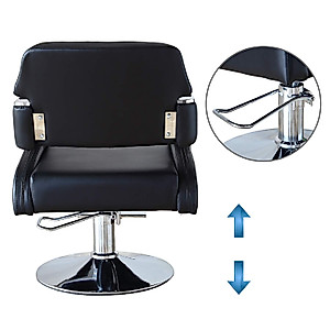 FOHGFNT Hair Styling Salon Barber Chair for Stylist Heavy-Duty and Hydraulic Adjustable Professional Beauty Equipment with Foot Rest and Rotated Square Thick Cushion, Black