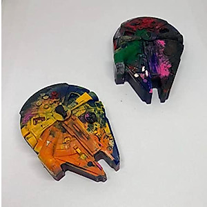 Set of 2 Recycled Crayon multi color Falcon Space Ship Crayons - Galaxy party favors - Kid Prize - Han Solo Chewy