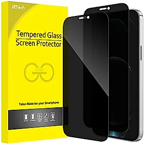 JETech Privacy Full Coverage Screen Protector for iPhone 12 Pro Max 6.7-Inch, Anti-Spy Tempered Glass Film, Edge to Edge Protection Case-Friendly, 2-Pack