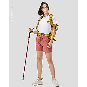 G Gradual Women's 5" Hiking Cargo Shorts Quick Dry Athletic Shorts for Women with Pockets for Golf Workout Walking(Brick Red M)