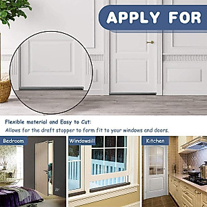 Under Door Draft Stopper,37 Inch Twin Door Draft Stopper Cuttable and Washable,Door Draft Blocker Energy Saving Door Weather Stripping Reduce Noise Window Breeze Blocker Adjustable Door Sweeps, White