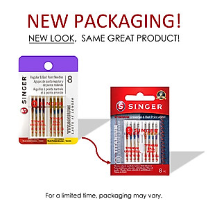 SINGER 04806 Titanium Universal Regular and Ball Point Machine Needles Combo Pack, 8-Count