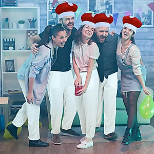 Suhine 2 Pcs Boys Deluxe Costume Accessory Set Red and White Spotted Mushroom Hat White Pants Brothers Mushroom Costume Outfits for Halloween Brother Game Character Dress up Supply