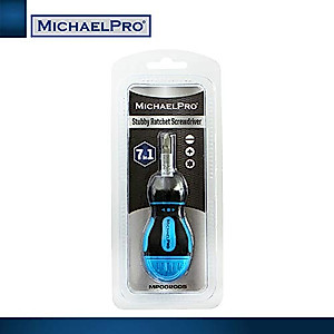 MichaelPro MP002005 8-Piece Multibit Screwdriver, Stubby multi screwdriver with 3 Slotted, 2 Philips and 2 Star, 7 in 1 Stubby Ratchet Screwdriver Short Nut Driver