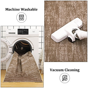 GarveeHome Washable Rug 5x7 Modern Solid Area Rug Indoor Non Slip Throw Floor Cover Contemporary Rug Boho Accent Area Rug Farmhouse Low Pile Rug Carpet for Living Room Bedroom, Taupe