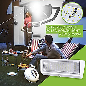 Leisure LED 2 Pack RV Exterior Porch Utility Light with Switch XL 12v 650 Lumen Lighting Fixture. Replacement Lighting for RVs, Trailers, Campers, 5th Wheels White Base Clear Lens (White, 2-Pack)